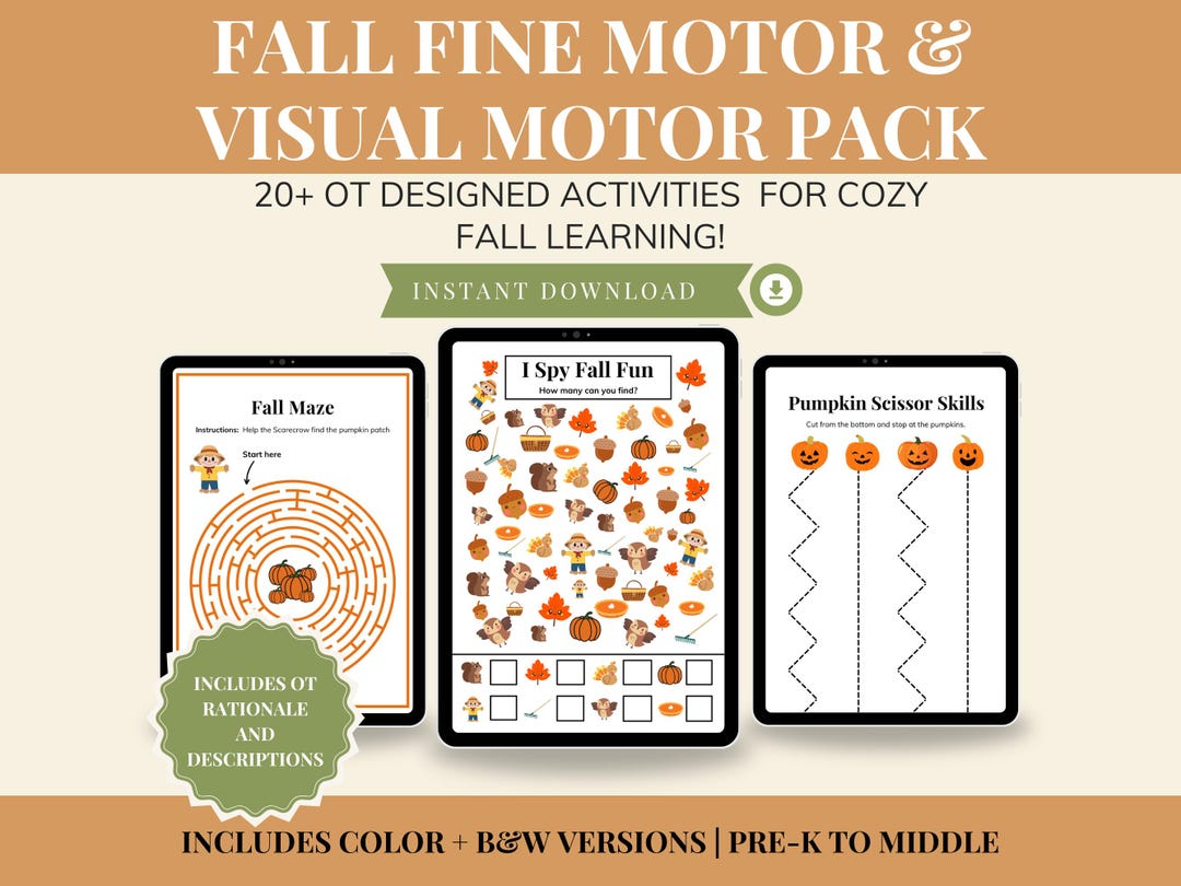 Fall Fine Motor and Visual Motor Activity Pack - Etsy