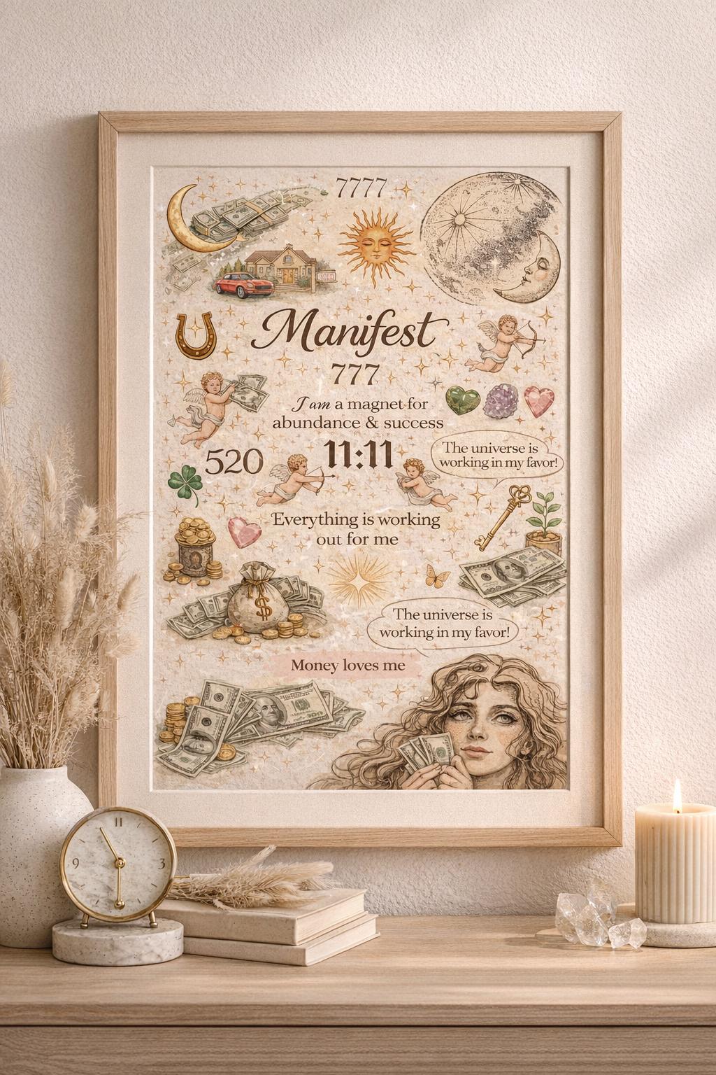 Manifest Wall Art Printable, Abundance Manifestation Poster, 777 ...