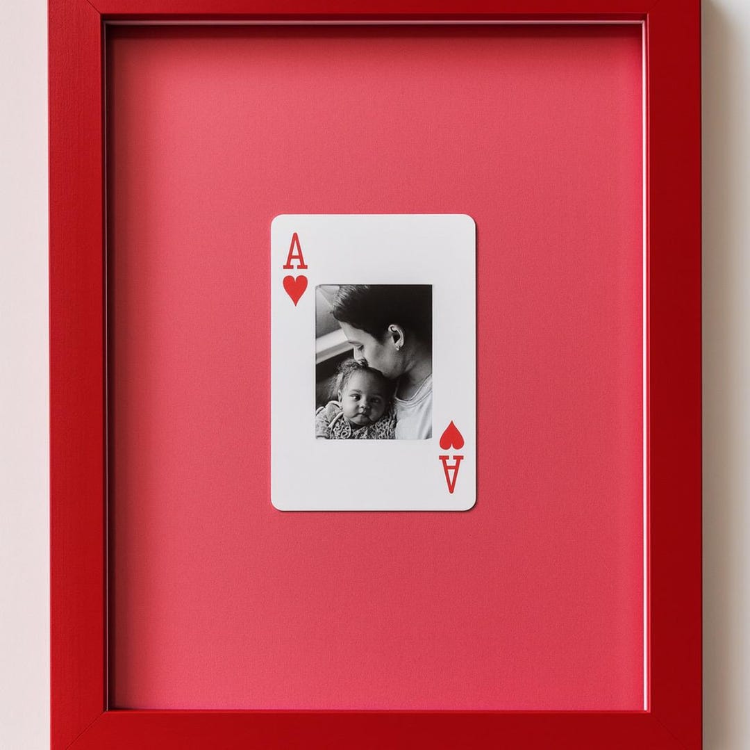 Red Shadowbox Photo Frame • Ace of Hearts Playing Card Frame • Unique ...