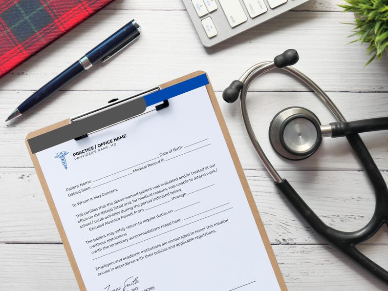 Editable Doctor's Excuse Note Template, Canva Dr Note (PDF) - Etsy
