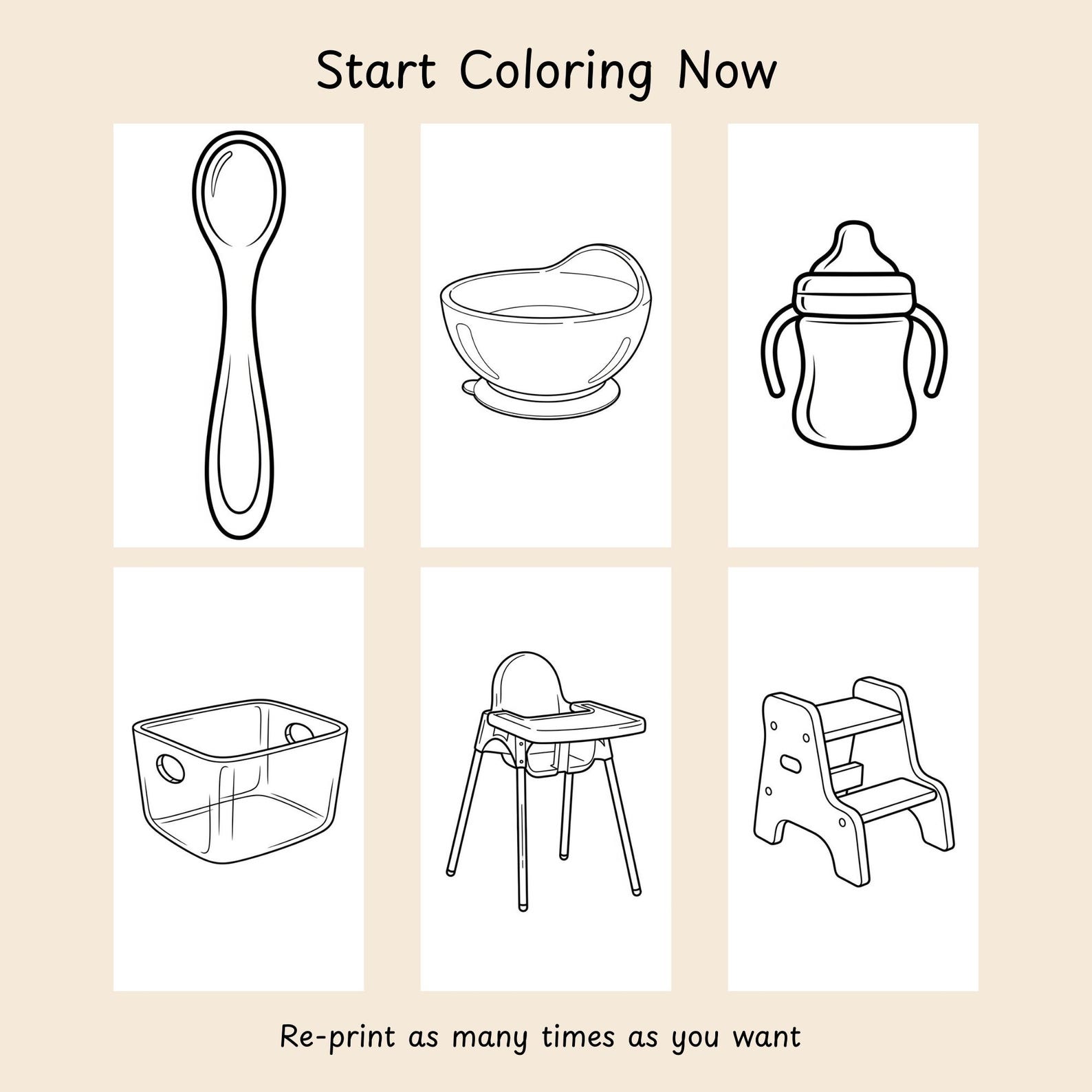 Baby Items Coloring Book – Cute Baby Line Art | 77 Printable PDF - Etsy