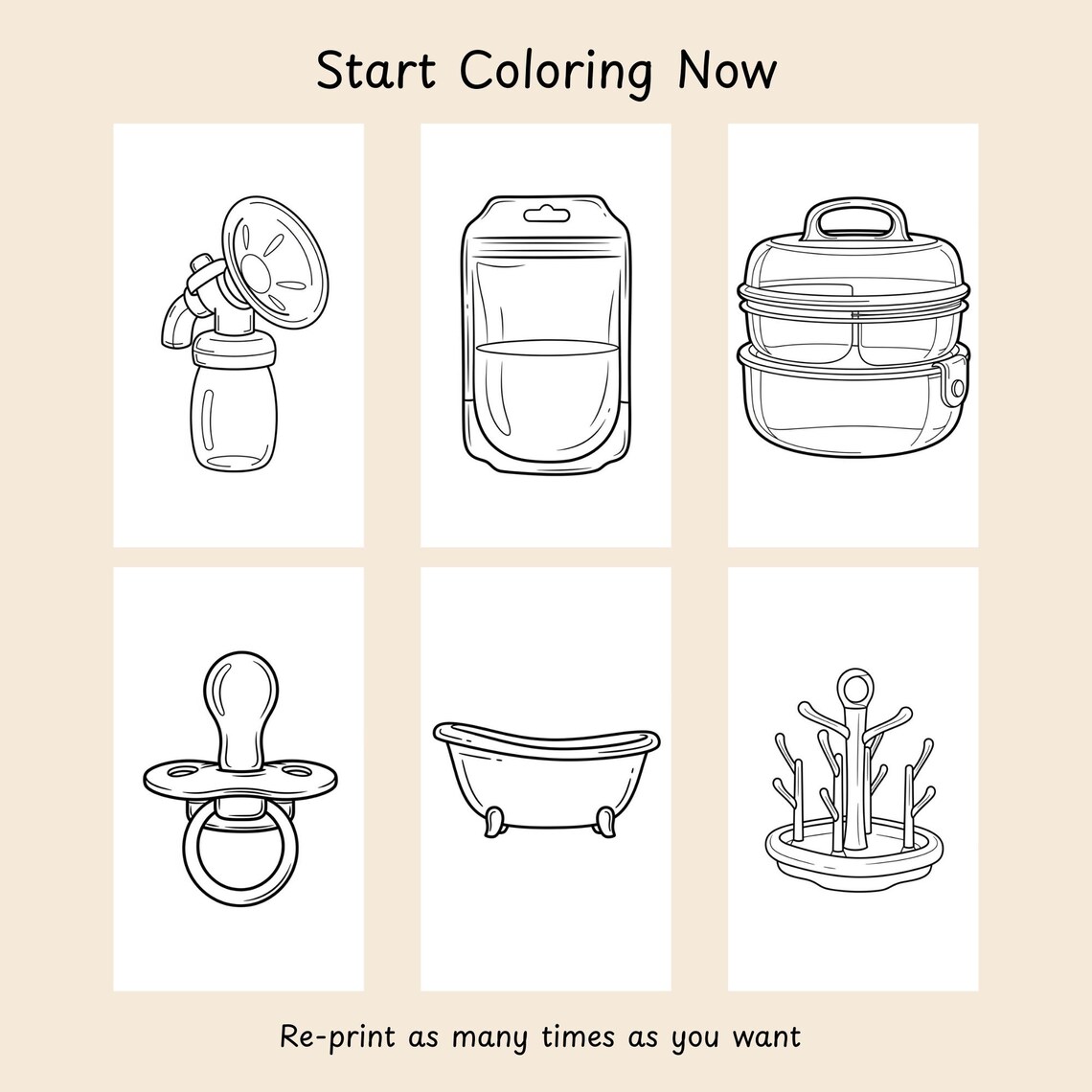 Baby Items Coloring Book – Cute Baby Line Art | 77 Printable PDF - Etsy
