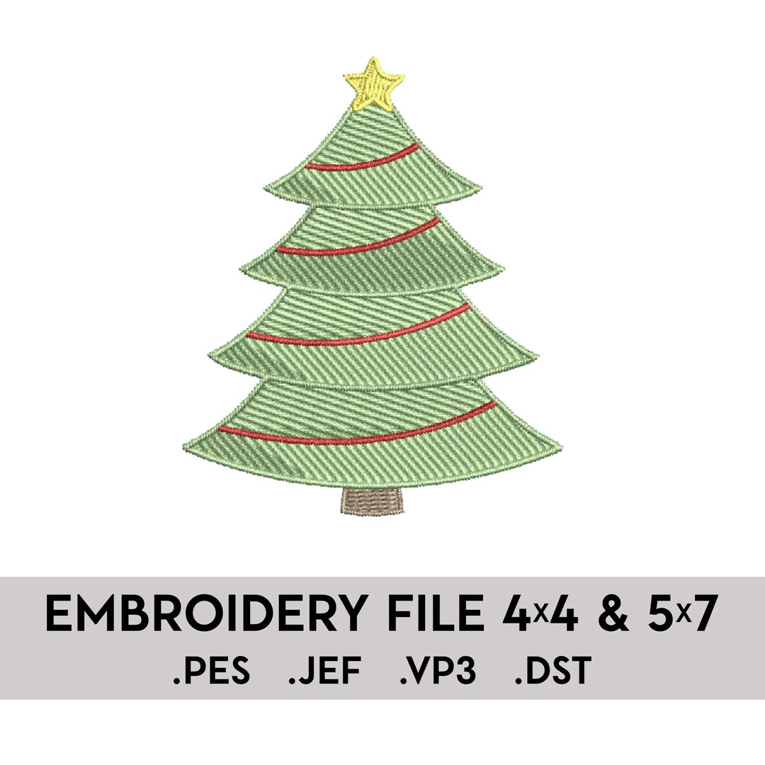 Christmas Tree Embroidery Design – Holiday Machine Embroidery File (4x4 ...