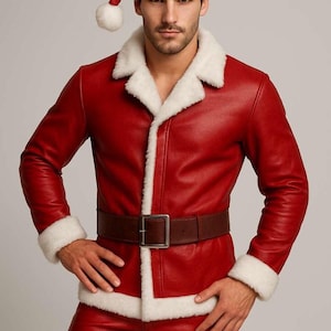 Men’s Santa Style Red Christmas Jacket - Etsy