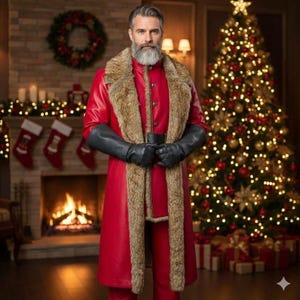 Men’s Red Shearling Leather Coat | Vintage Winter Sheepskin Jacket ...