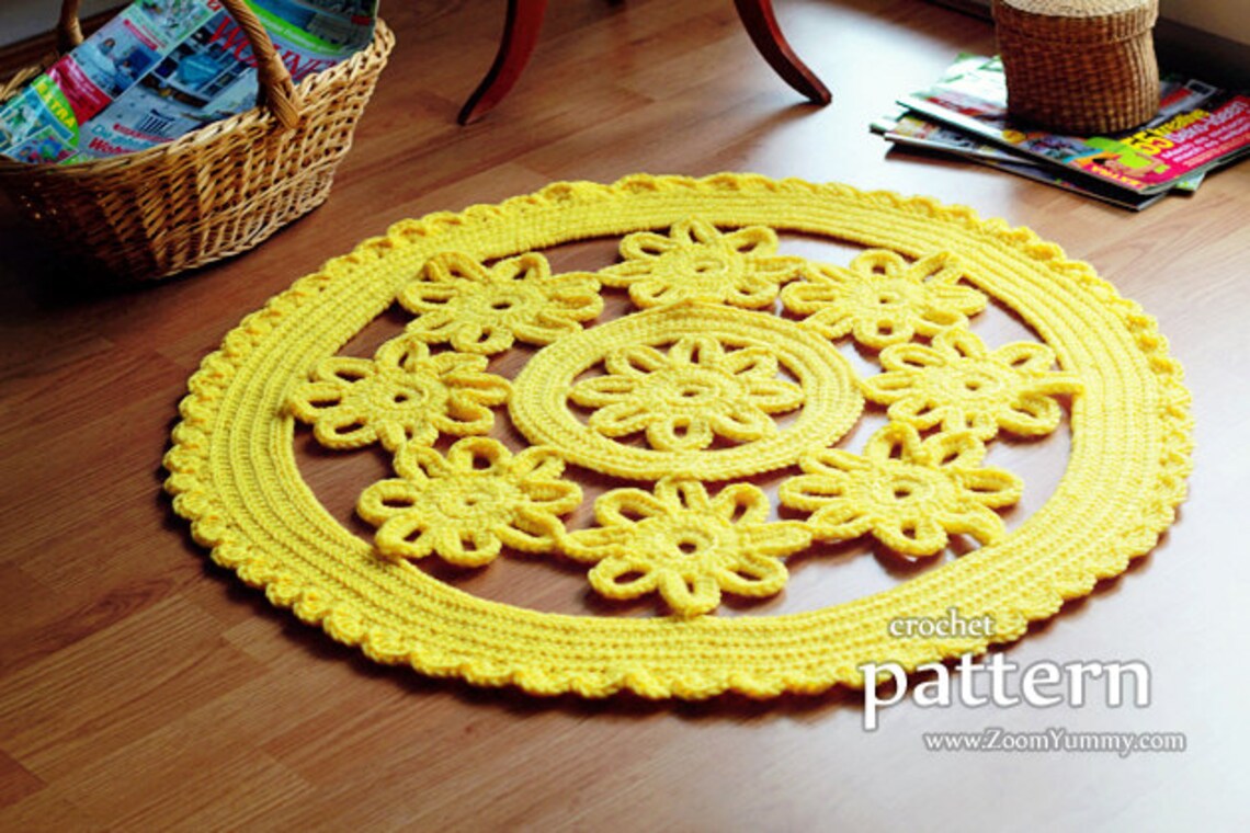 Crochet Pattern Crochet Flower Rug pattern No. 060 | Etsy