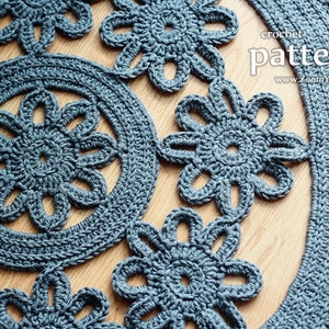 Crochet Pattern - Crochet Flower Rug (pattern No. 060) - INSTANT ...