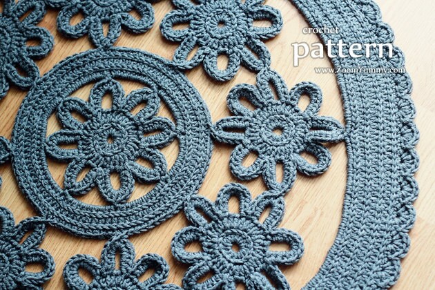 Crochet Pattern Crochet Flower Rug pattern No. 060 | Etsy