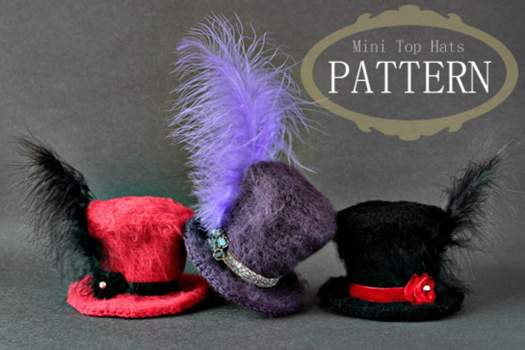 Crochet Pattern - Crochet Mini Top Hats (pattern No. 033) - INSTANT ...