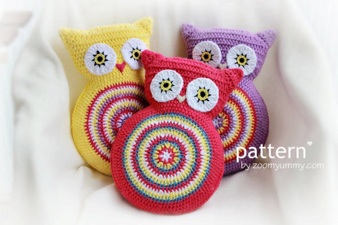 Crochet Pattern Crochet Owl Cushion pattern No. 007 - Etsy