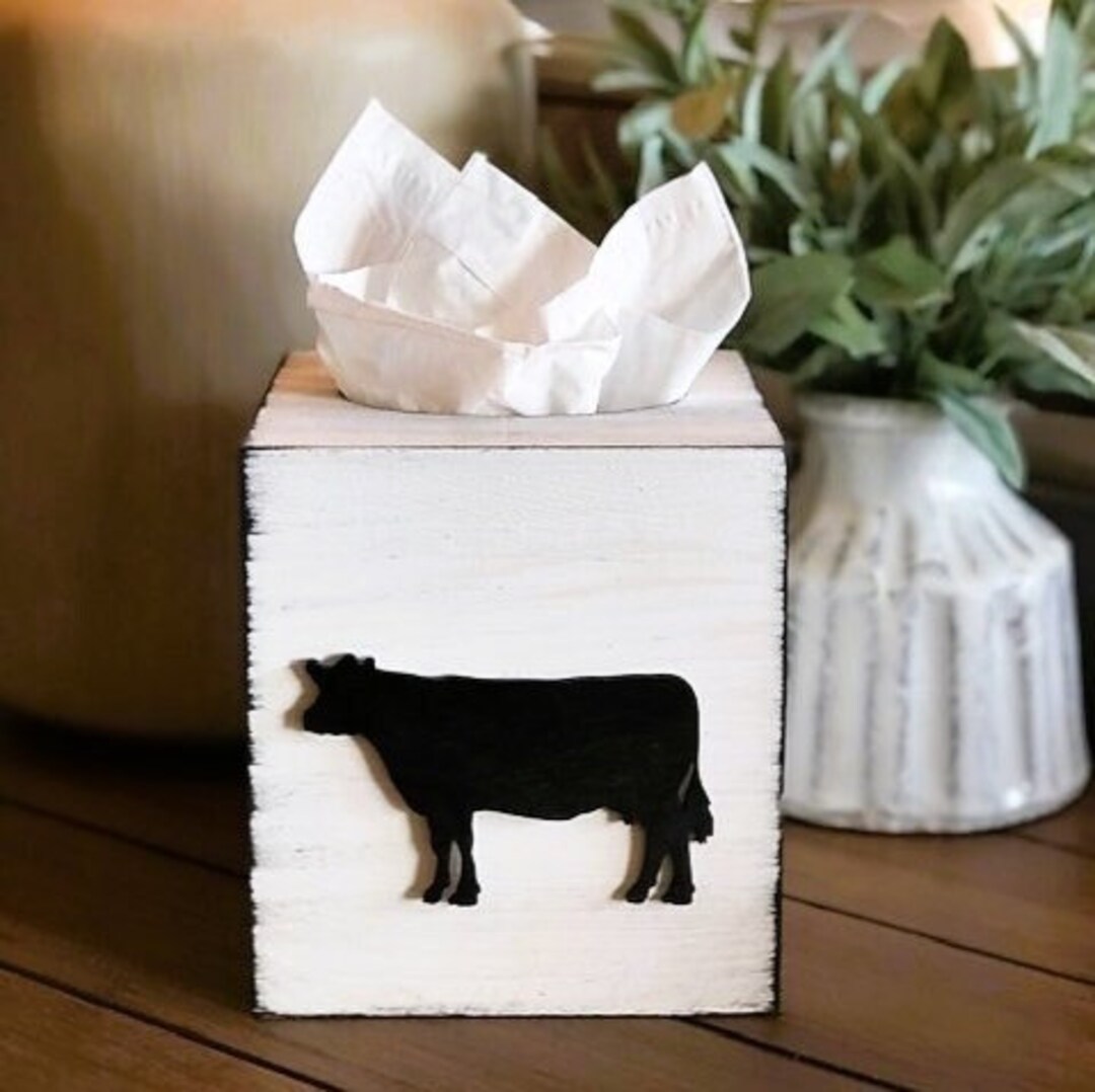 Farmhouse Tissue Box Cover Farmhouse Rooster Pig Cow Barn Bathroom ...
