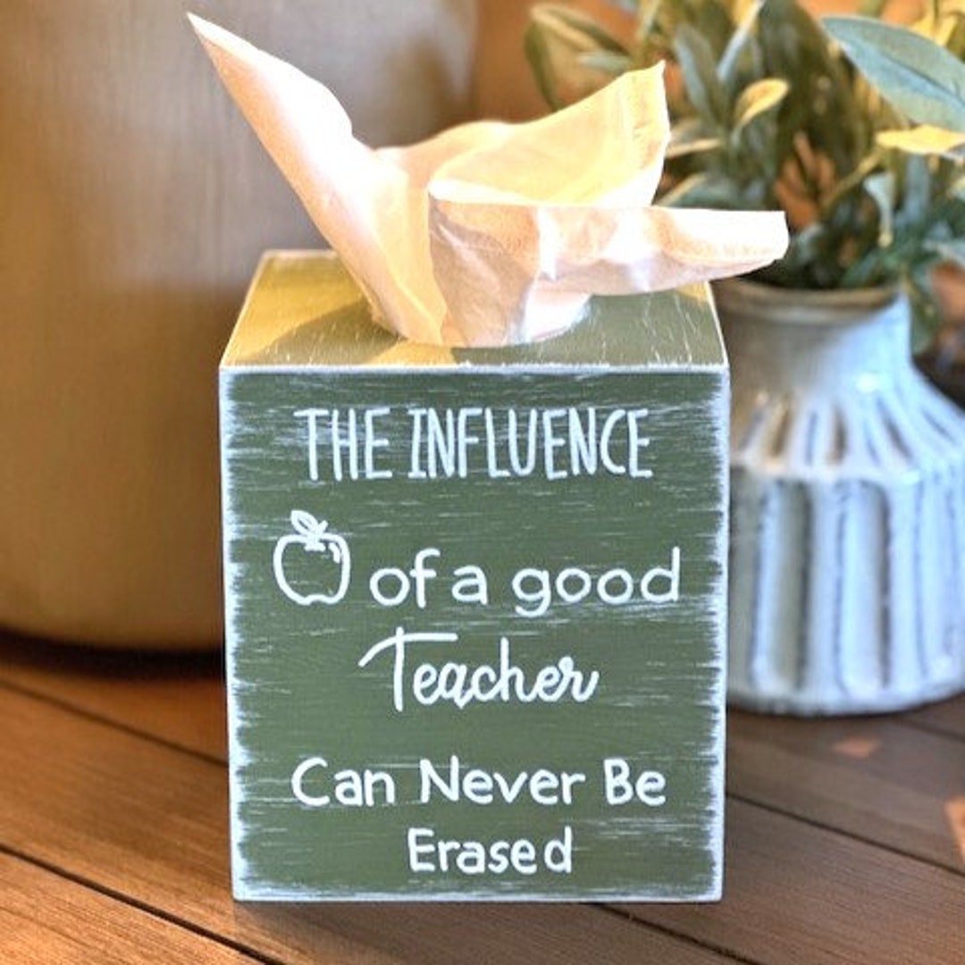 Teacher Tissue Box Cover Nurse Square Wood Tissue Box - Etsy