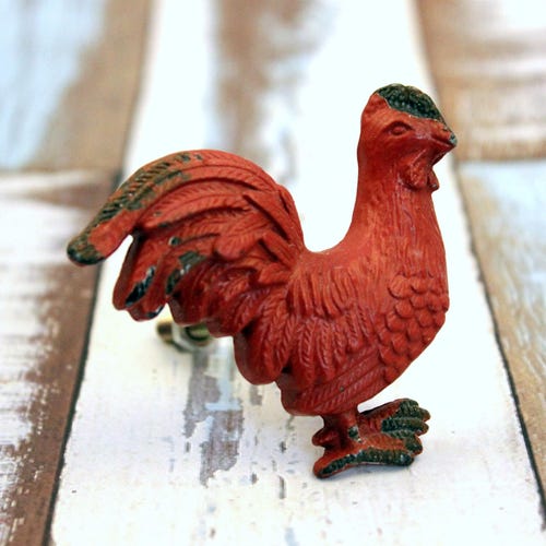 Rooster Knob / Red Rooster Drawer Knob / Drawer Pull / - Etsy