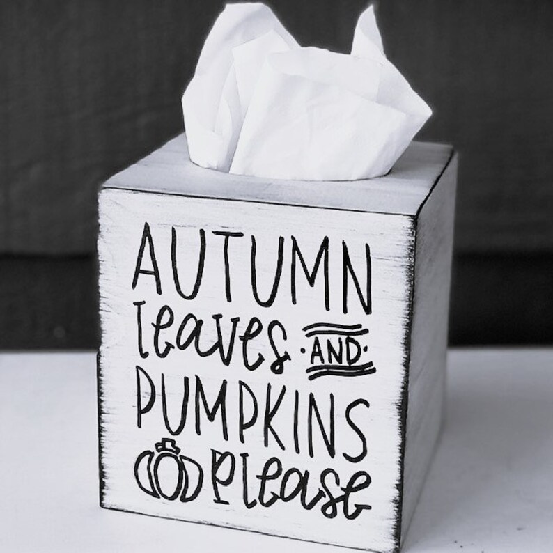 Fall Tissue Box Cover Autumn Leaves Pumpkins Please Fall - Etsy