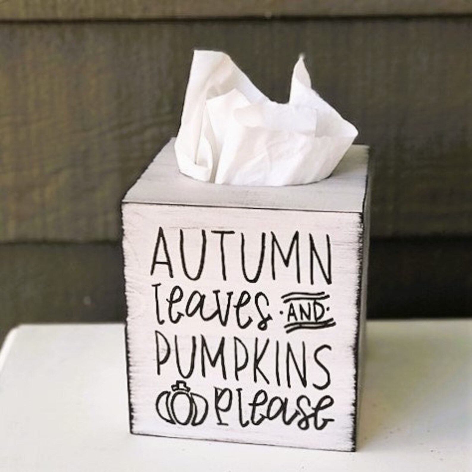 Fall Tissue Box Cover Autumn Leaves Pumpkins Please Fall - Etsy