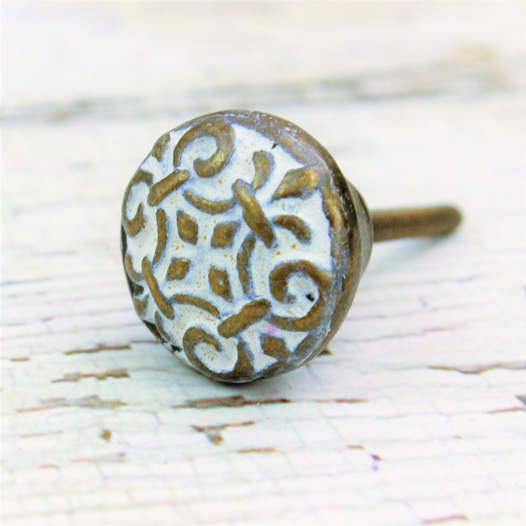 Antique Gold Knob Vintage White Knobs Modern Cabinet Knobs Dresser ...