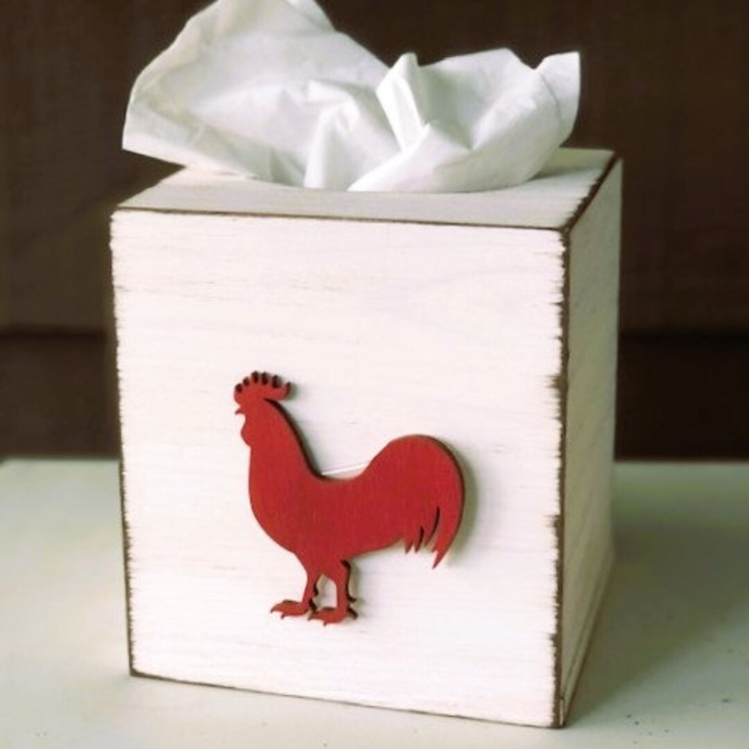 Rooster Tissue Box Cover Farmhouse Pig Cow Barn Kitchen Decor Square ...