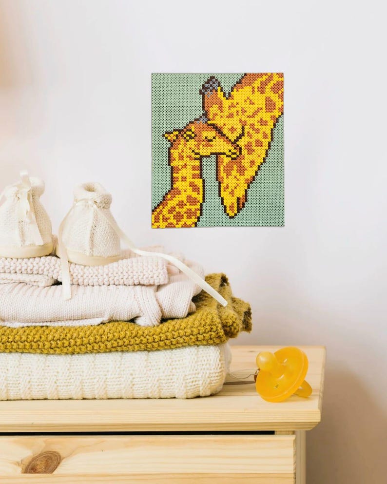 Pixel Art Giraffe Picture Made of Beads - Baby Room Wall Decoration - Etsy