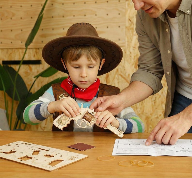 DIY Revolver Model Kit With Targets - Wooden Rubber Band Gun Puzzle - Etsy