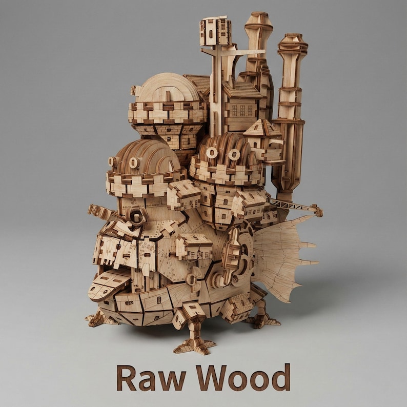 Howl's Moving Walking Castle 3D Wooden Model Puzzle Kit - Etsy