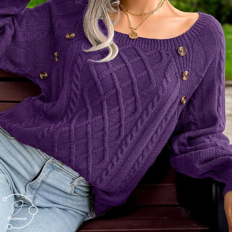 Cable Knit Button Sweater - Relaxed Fit Pullover - Etsy