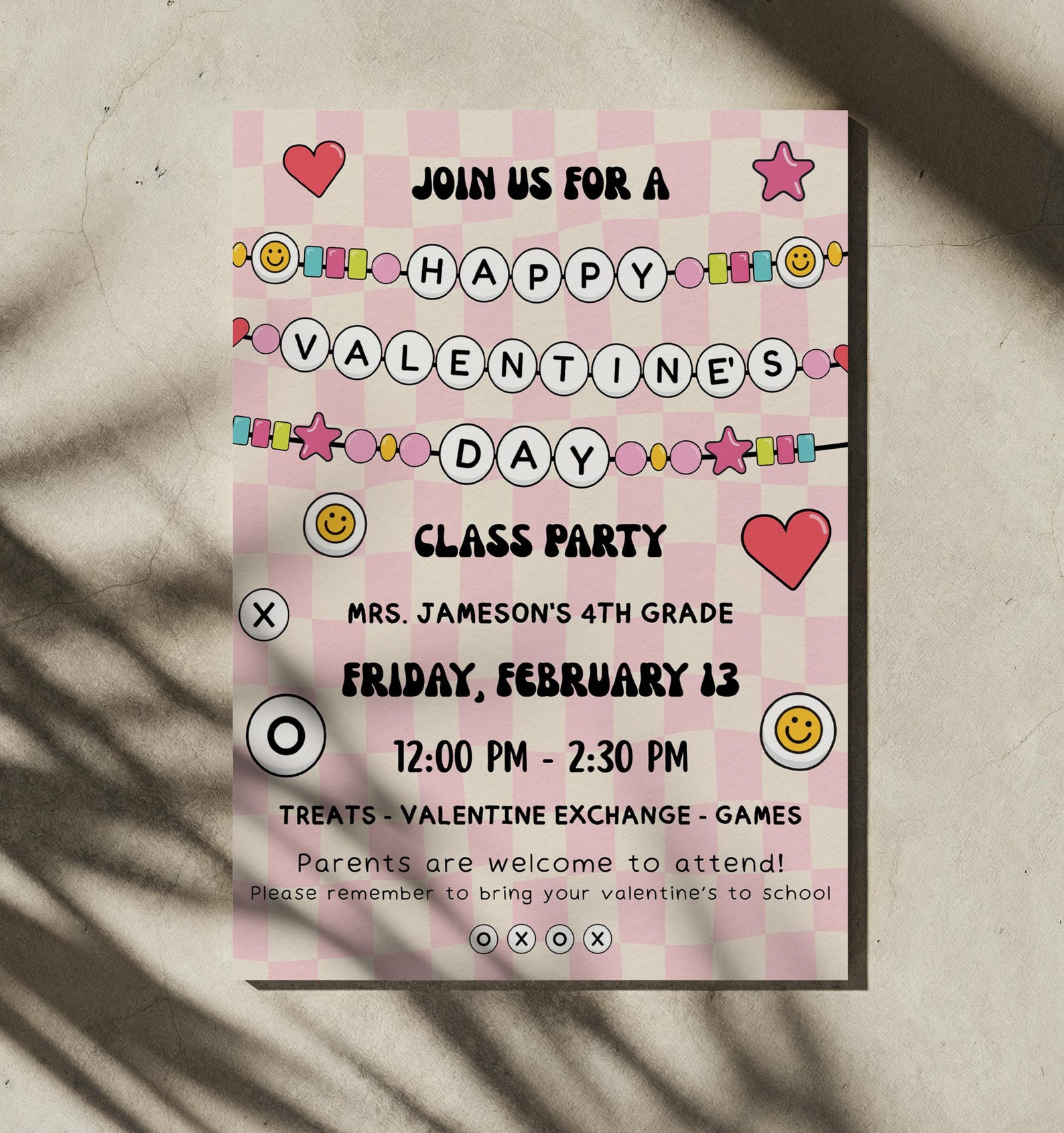 Editable Valentine's Day Class Party Invite Template | School Valentine ...