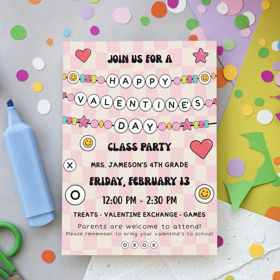 Editable Valentine's Day Class Party Invite Template | School Valentine ...