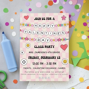 Editable Valentine's Day Class Party Invite Template | School Valentine ...