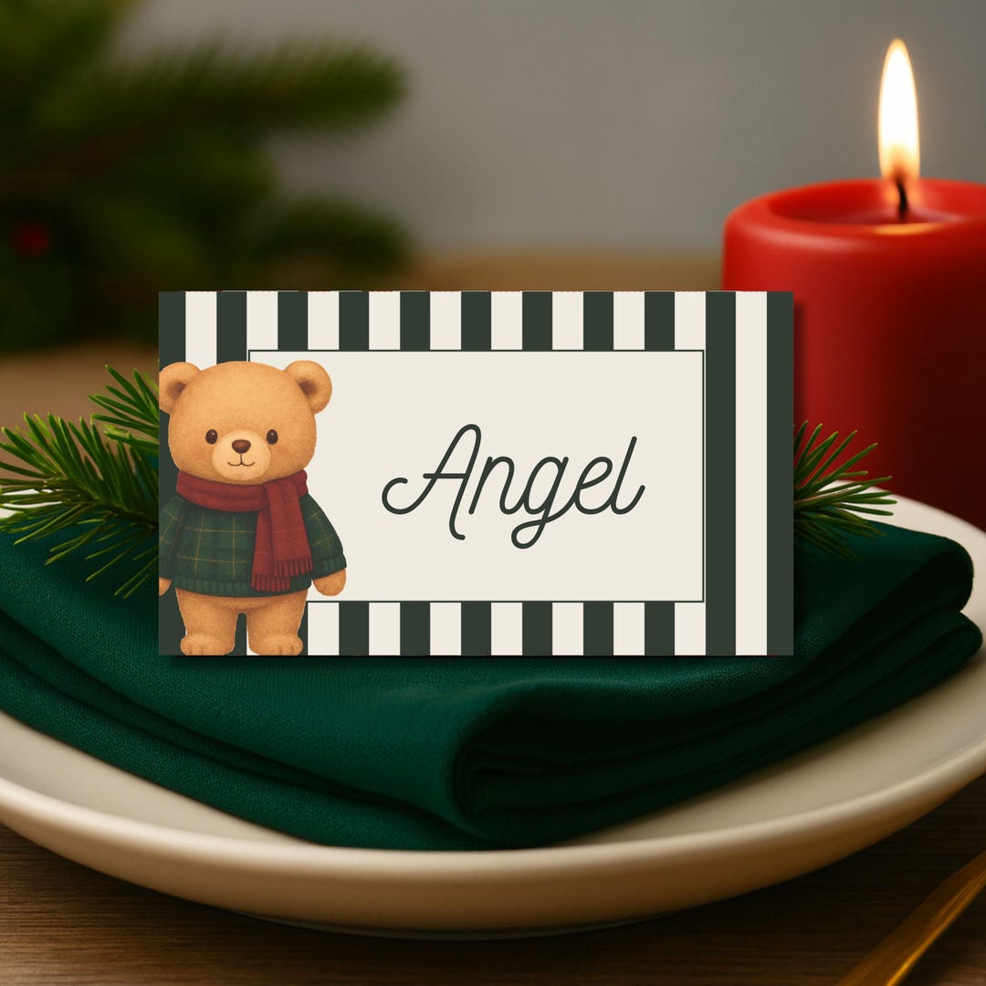 Editable Christmas Place Card Template | Printable Holiday Name Card ...