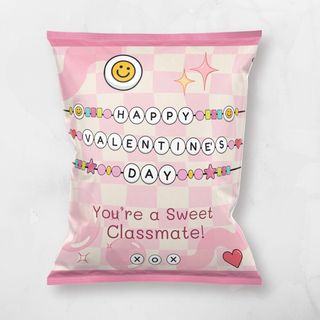 Valentine's Chip Bag Template: Editable Party Favor (PDF) - Etsy
