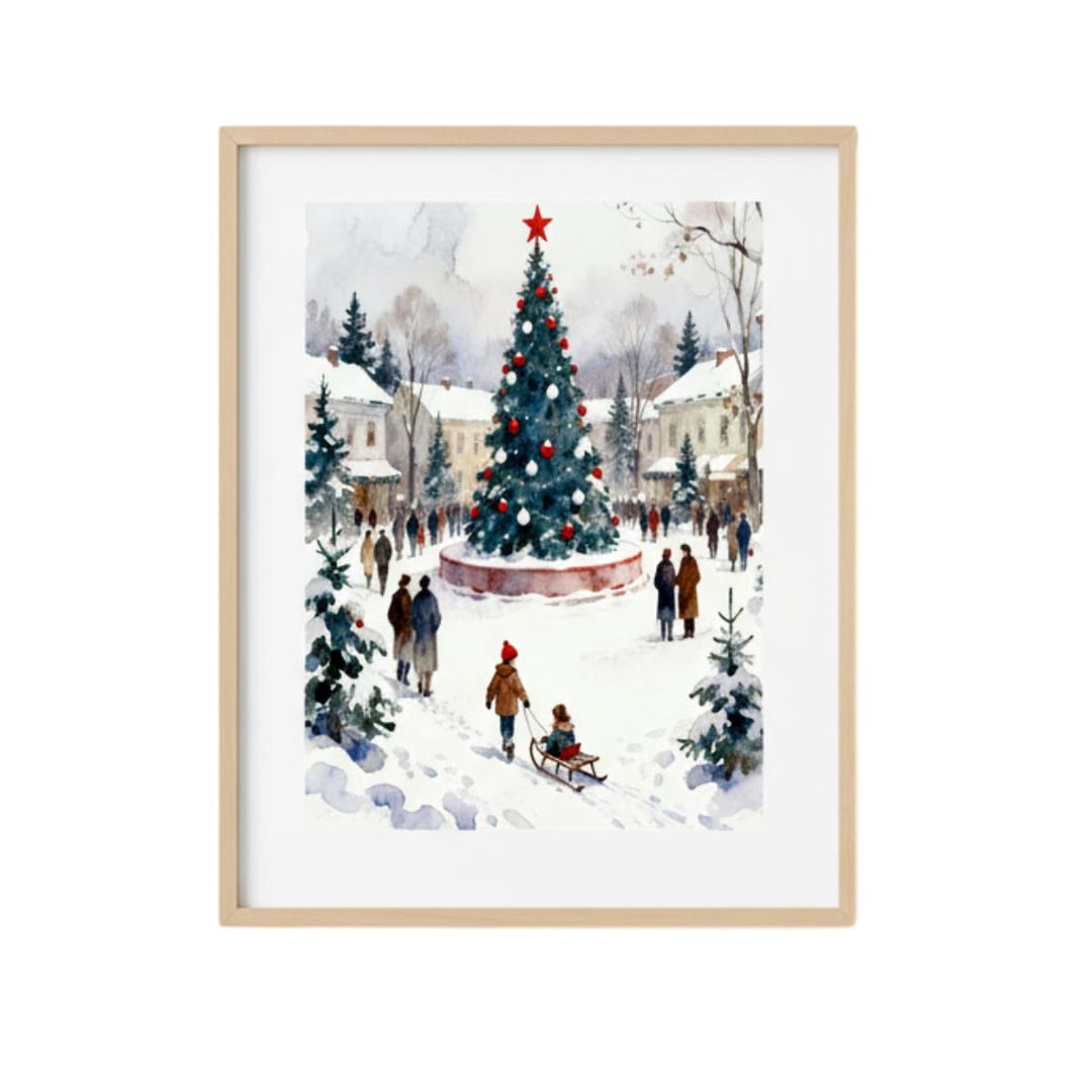 Winter Christmas Tree Town Square, Classic Village Scene - Etsy