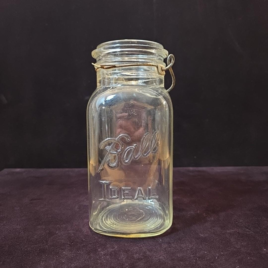 Vintage Ball Ideal Square Mason Quart Jar No Lid & Wire Bail, Marked 8 ...