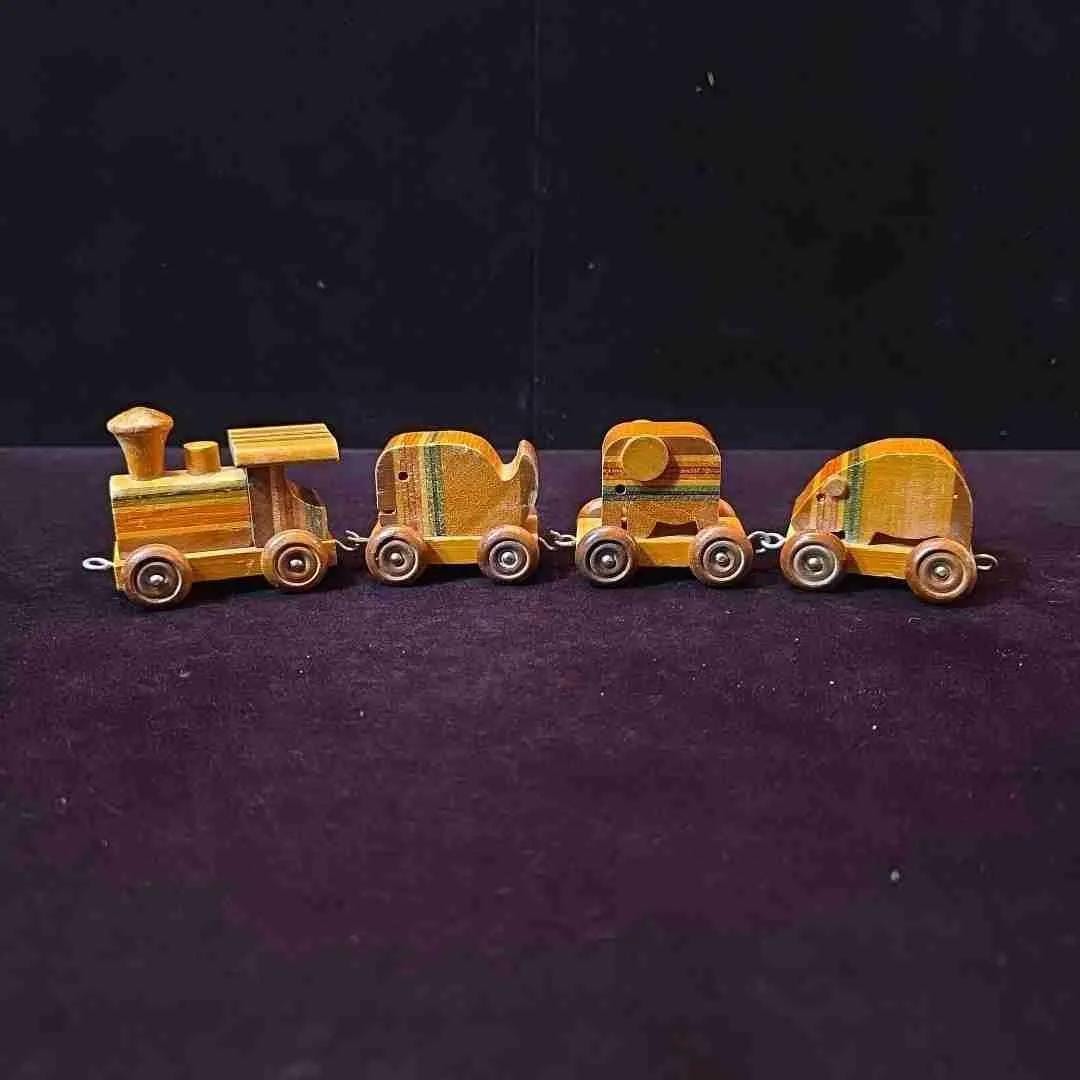 Vintage Wooden Animal Train Set 4 Piece Pull Toy 10" Elephant Folk Art ...