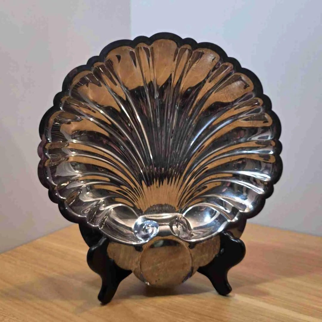 Vintage Silver Plate 11" Seashell Serving Platter - Mid Century ...
