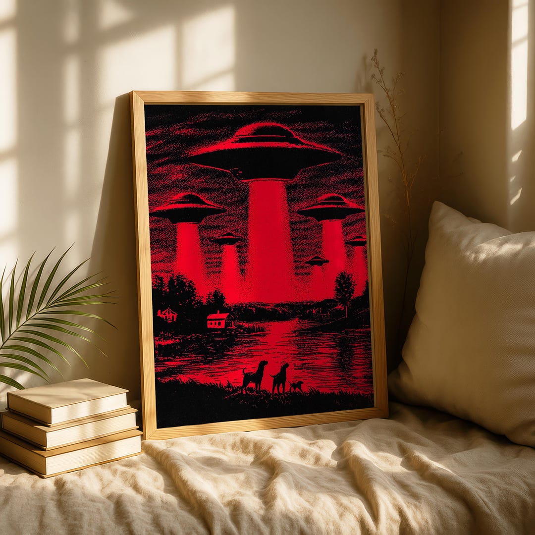 Barking Dog UFO Print – Retro Sci-fi Wall Art (digital Download) - Etsy