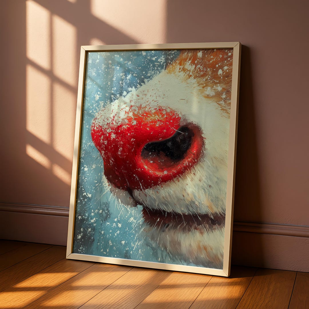 Rudolph Red-nosed Reindeer Painting – Holiday Wall Art (digital ...