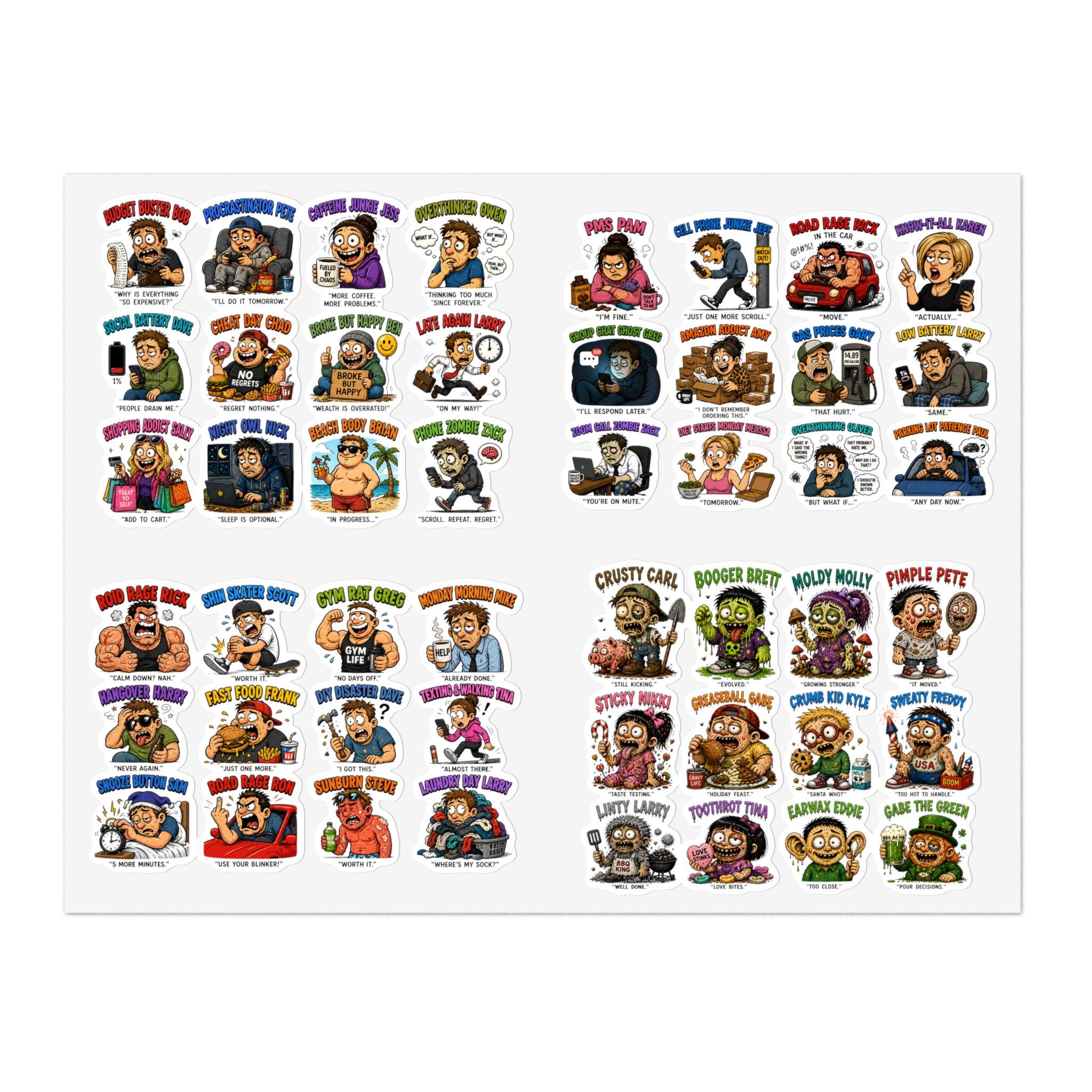 Retro Character Sticker Sheets Sticker Sheet - Etsy