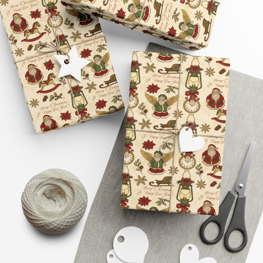 Vintage Santa Pattern Gift Wrap Papers | Christmas Wrapping Paper ...