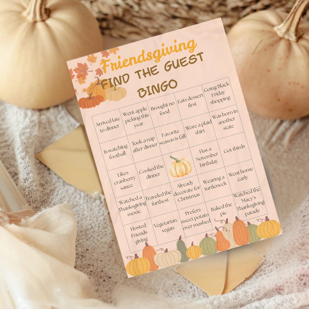 Friendsgiving Bingo Game Printable | Fall Thanksgiving Party Game ...