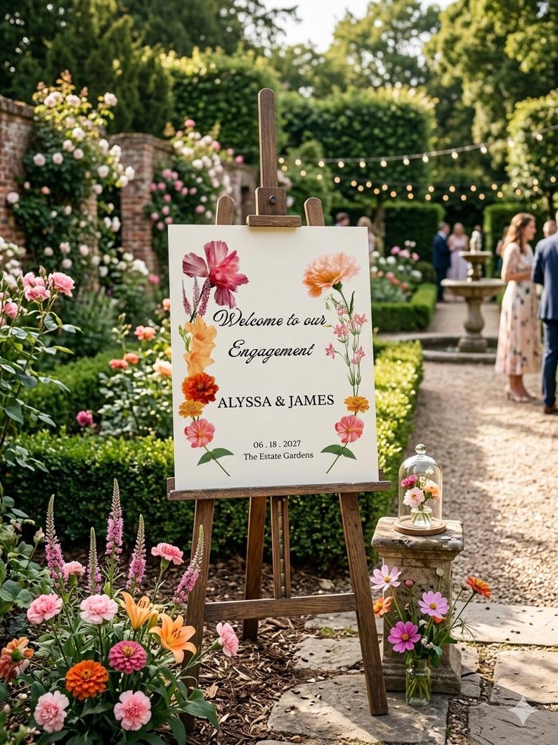 Garden Engagement Party Bundle Template | Editable Floral Engagement ...