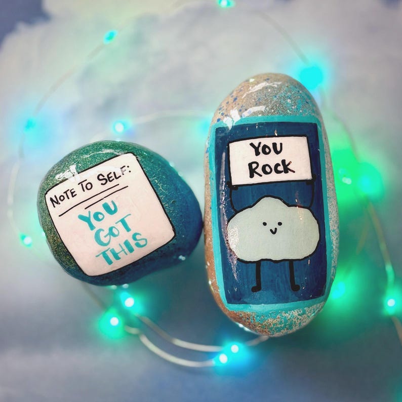 Hand Painted Rocks Set: 'you Are Enough' & 'you Rock' - Etsy