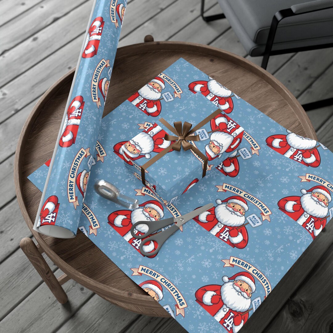 Dodgers Santa Christmas Wrapping Paper - MLB Baseball Gift Wrap - Etsy