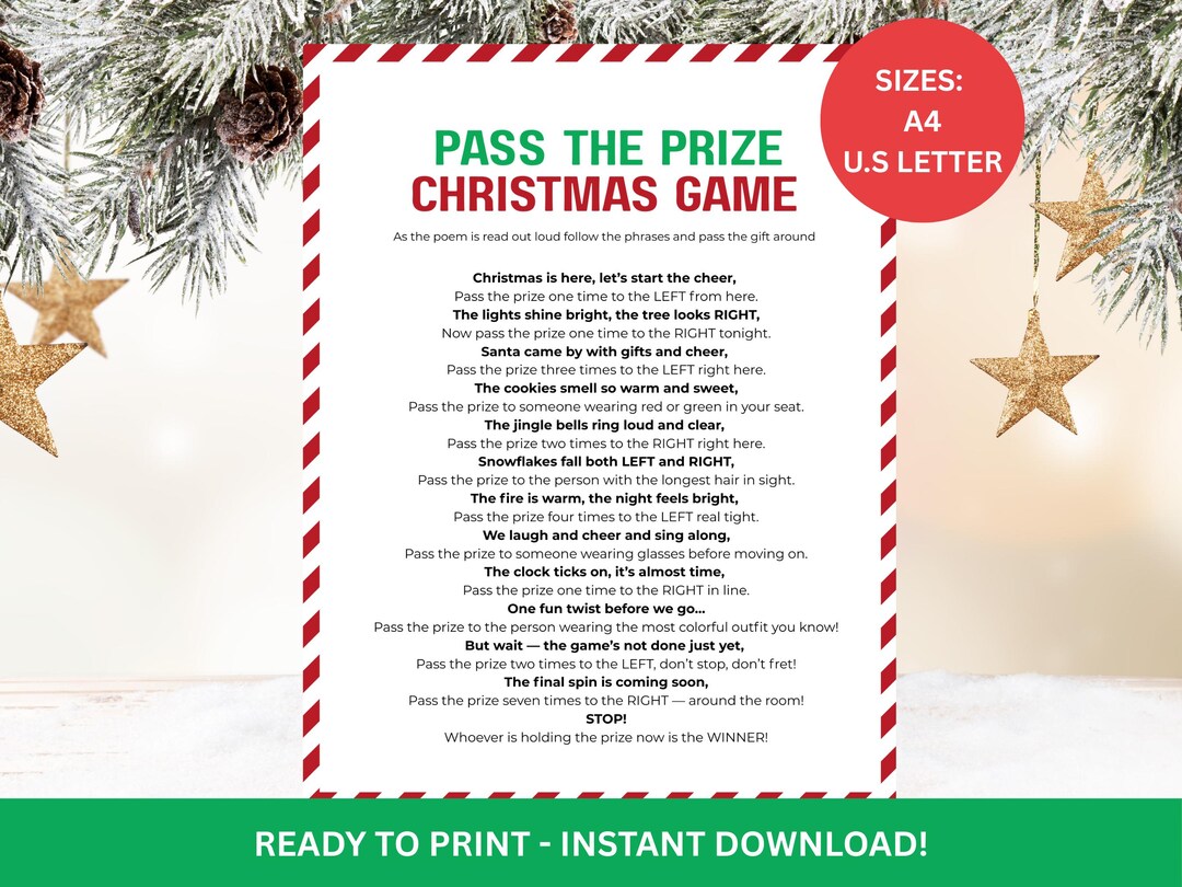 Pass the Prize Christmas Game, Holiday Party Activity (PDF) - Etsy UK