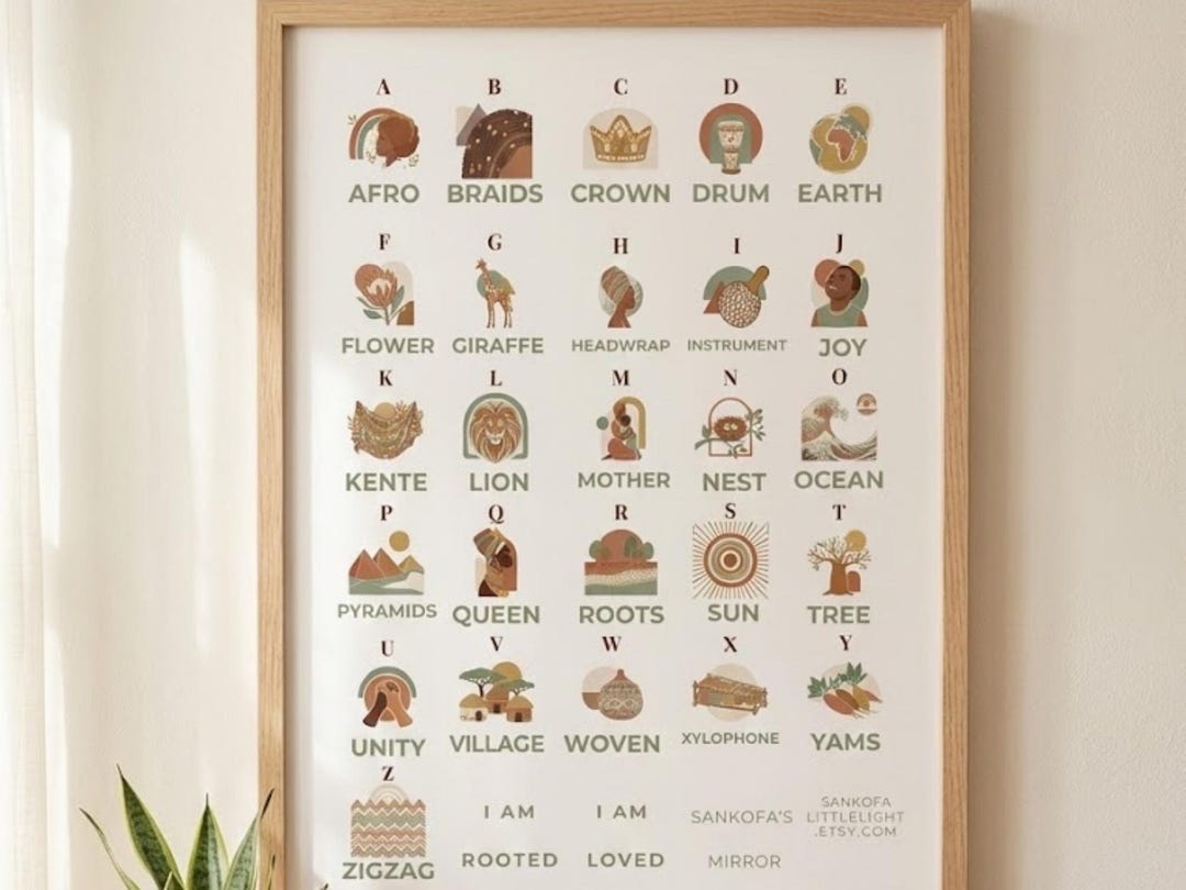 African Alphabet Poster | Boho Nursery Wall Art | ABC Printable for ...