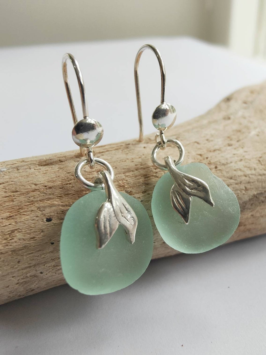 Sea Glass Earrings Aqua Sea Glass Sterling Silver Earrings - Etsy