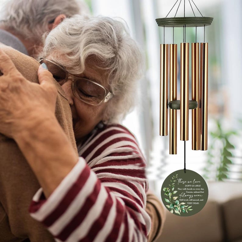 Personalized Memorial Wind Chimes With Green Leaves Customized Name ...