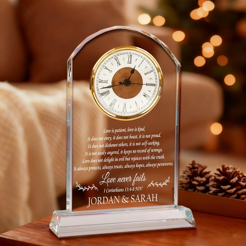Personalized Wedding Crystal Clock Gift for Couples, Custom Engraved ...