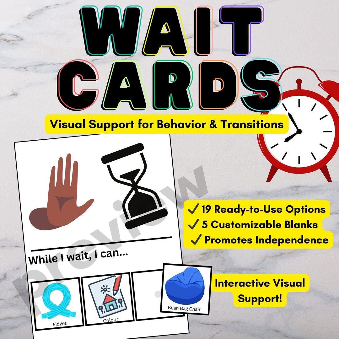 Wait Time Choice Cards for Students | Visual Support for Behavior ...