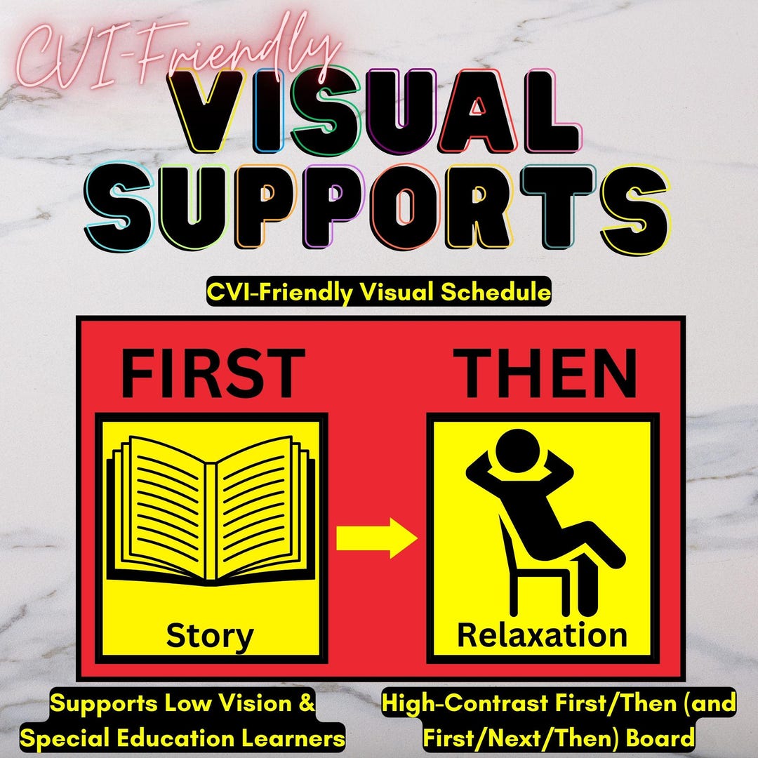 Cvi-friendly First/then Board | High-contrast Visual Supports (speced ...