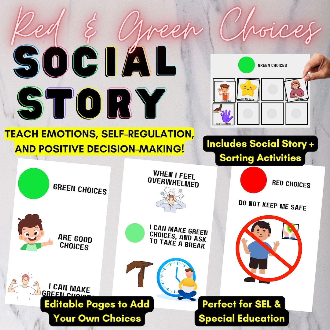 Social Story - Red and Green Choices - Etsy